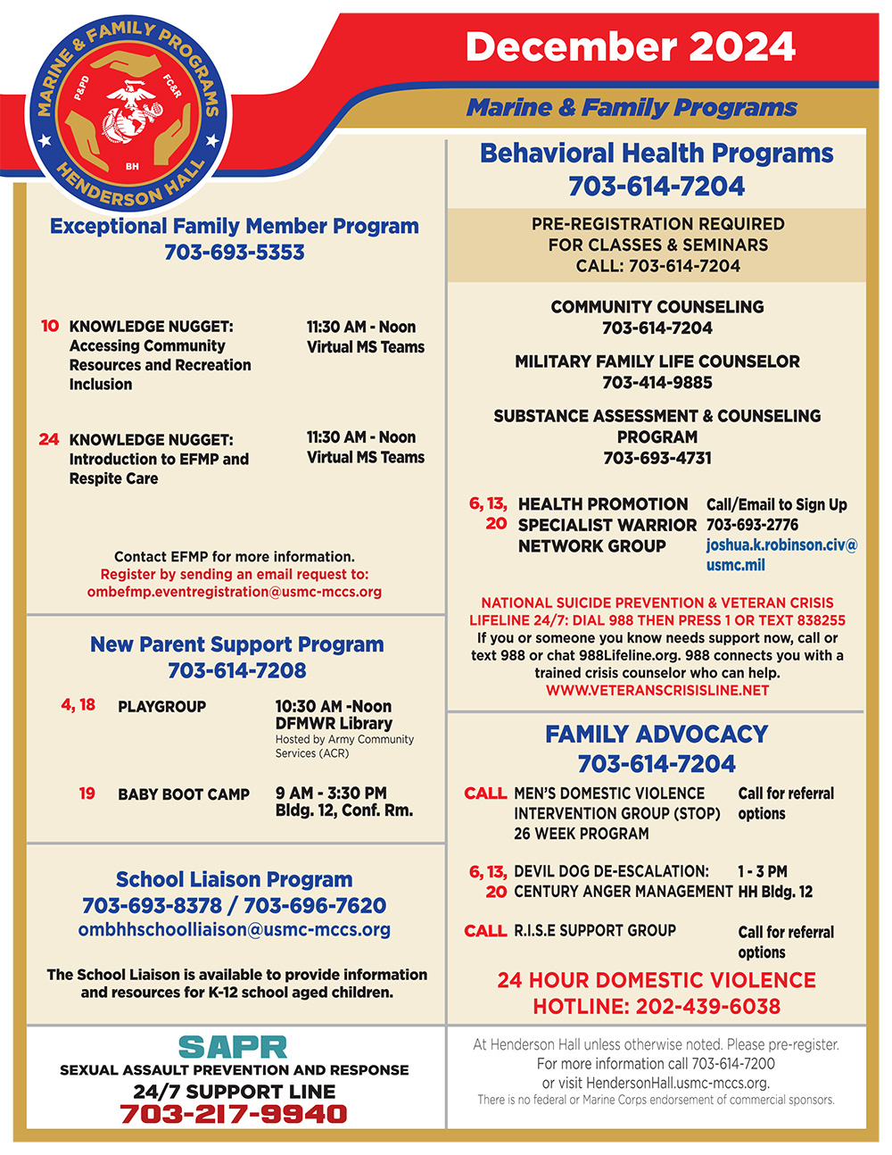 MCCS Monthly Calendar